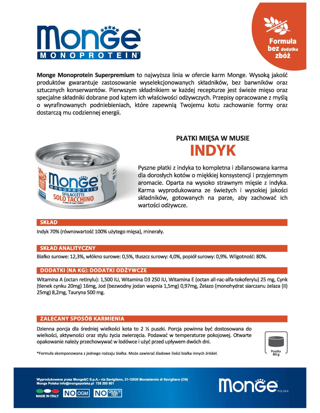 MONGE MONOPROTEIN with turkey meat 80g MONGE.SHOP MONGE.SHOP